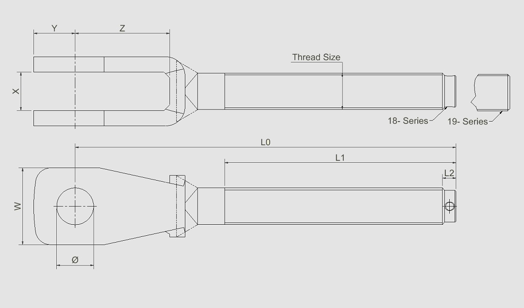 Fork UNF threaded (13-) - BSI Rigging