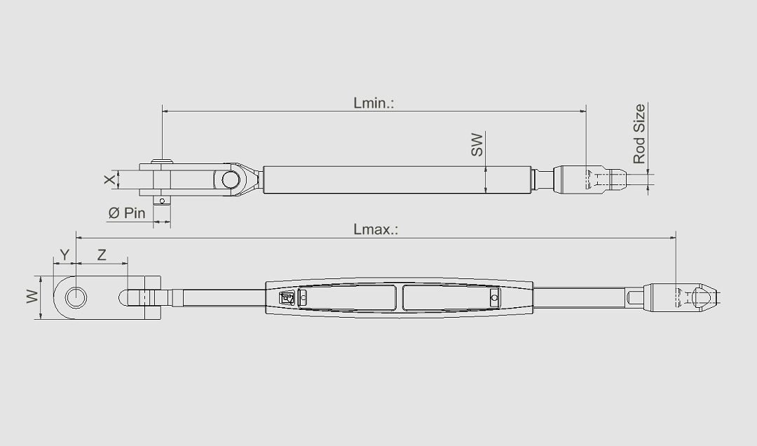 Chrome Bronze Turnbuckle with Toggle (1890-) - BSI Rigging